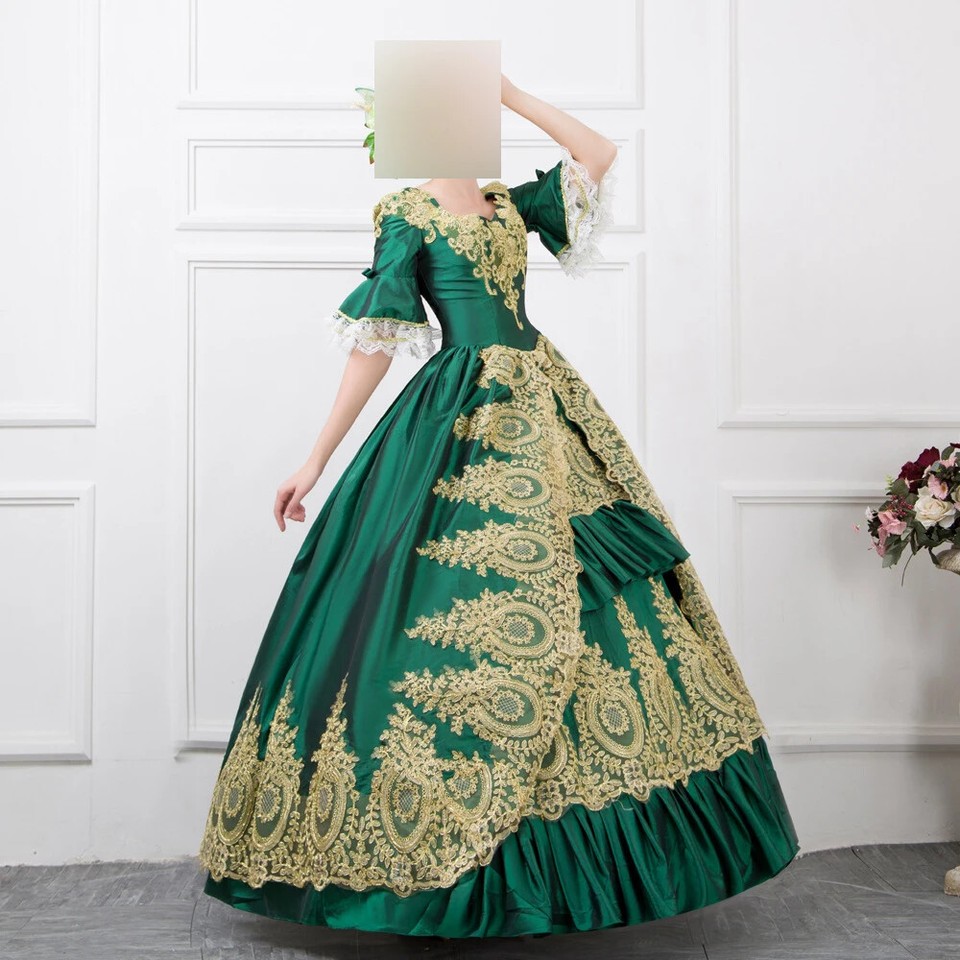 Victorian Rococo Ball Gown Renassiance Medieval Embroidery Halloween ...
