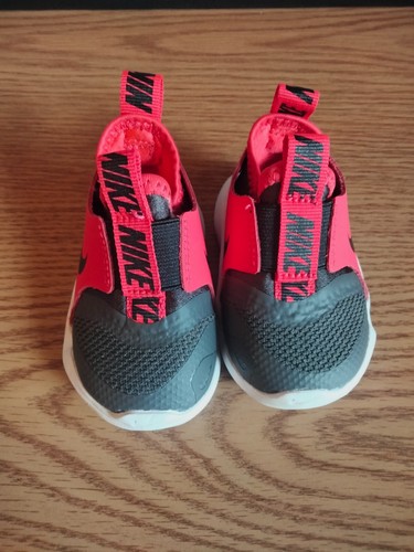 NIKE TODDRLER FLEX RUNNER DT SNEAKERS SHOES SIZE 2C ASH BLACK/RED # ...