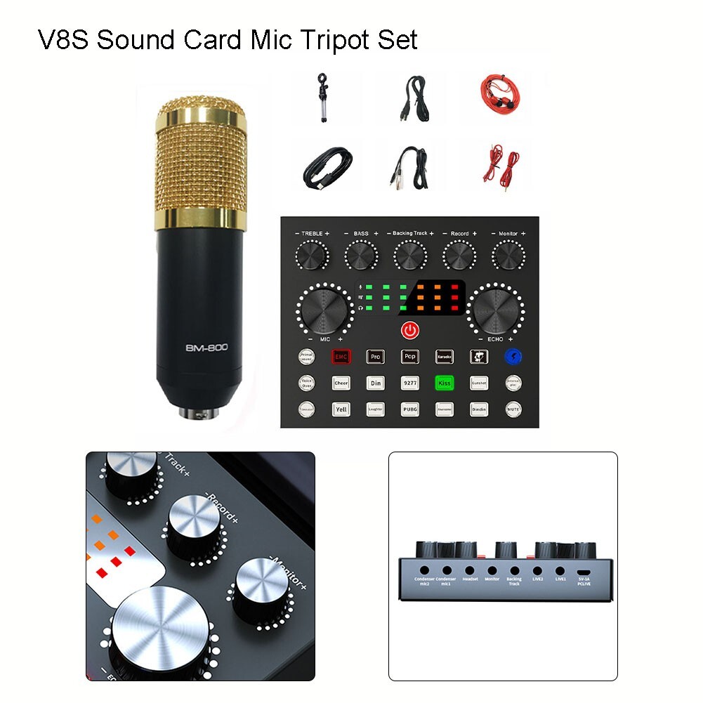 Upgrade Your For Vlog Recording with V8S Sound Card and Mic Tripod ...