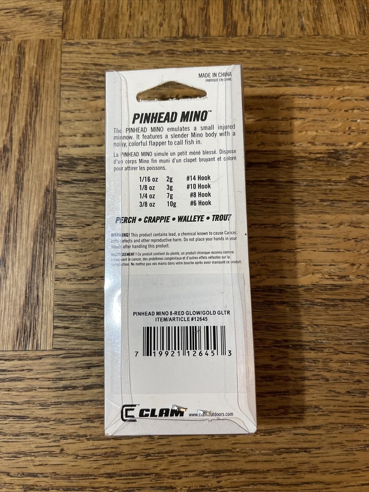 Clam Pinhead Mino Hook Size 8 Glow | eBay