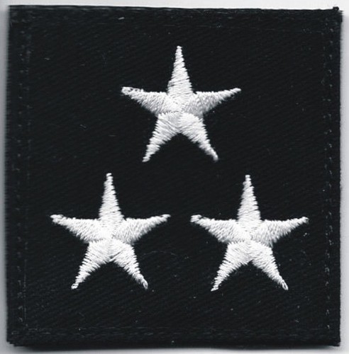 2" Black White O-9 Lieutenant General 3 Star Rank Patch Fits For VELCRO ...