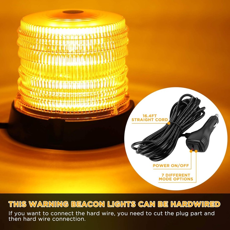 60 LED Beacon Strobe light Flashing Emergency Light Amber roof top ...