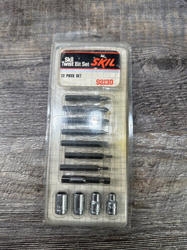 NOS Skil Twist Bit Set, 12 Piece Set, 7 Bits, 4 Sockets, 1/4", Adaptor ...