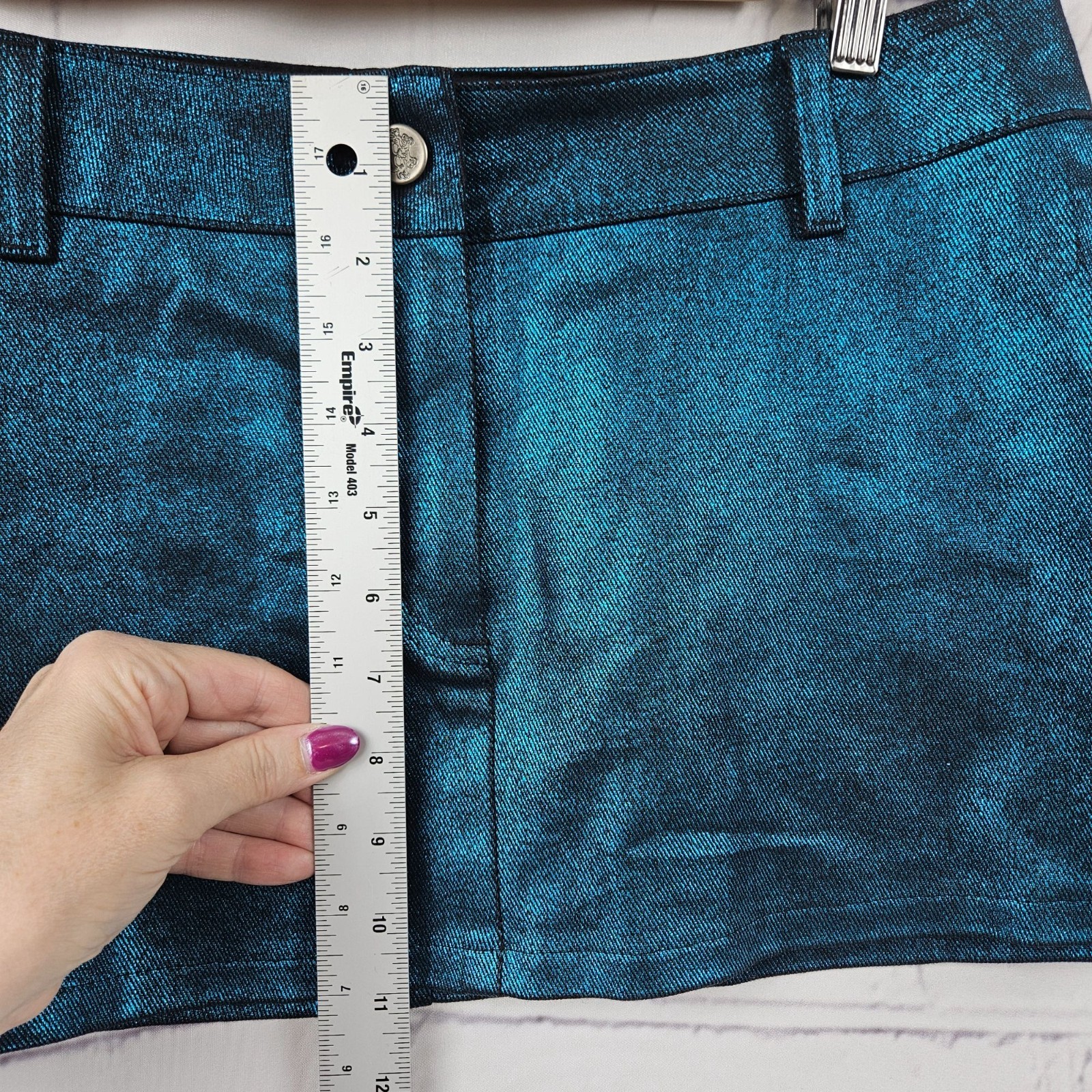 LIP SERVICE Vintage Metallic Blue Micro mini Skirt Womens Medium Low ...