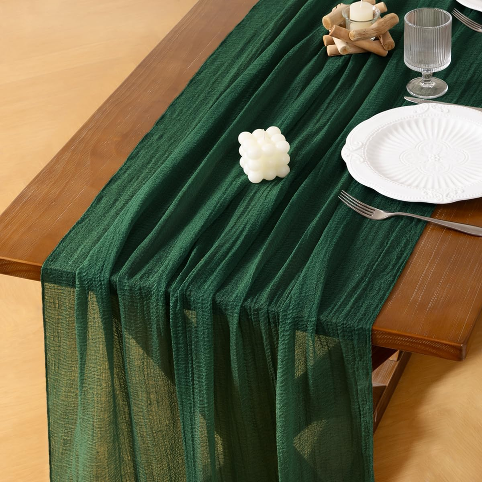 Emerald Green Fall Thanksgiving Cheesecloth Table Runner Gauze 120 Inch ...