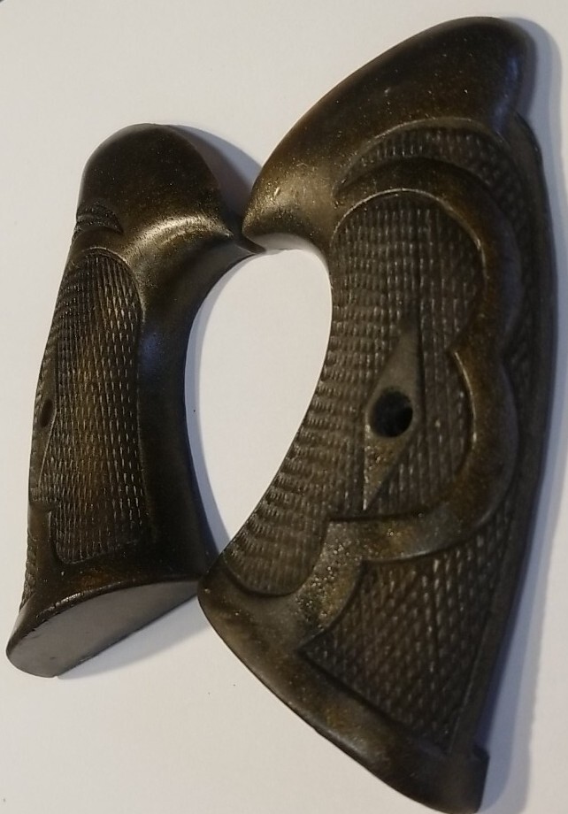 Colt E,I Official Police pistol grips brown checkered plastic+screw | eBay