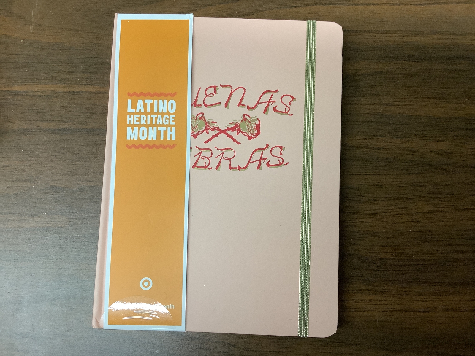 Journal 6”x8” Case Bound Elastic Gold Edges Pink Buenas Vibras Garven ...