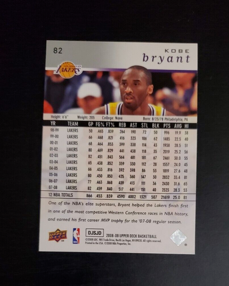 2008-09 Upper Deck # 82 Kobe Bryant Electric Court | eBay