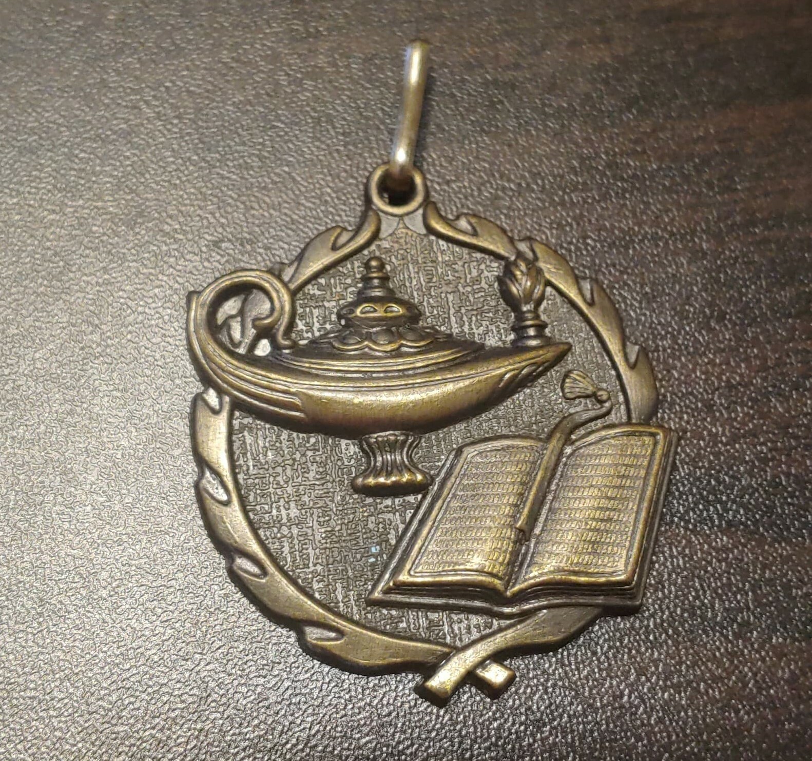 Lamp of Knowledge and Book of Learning Teaching Academic Medallion ...