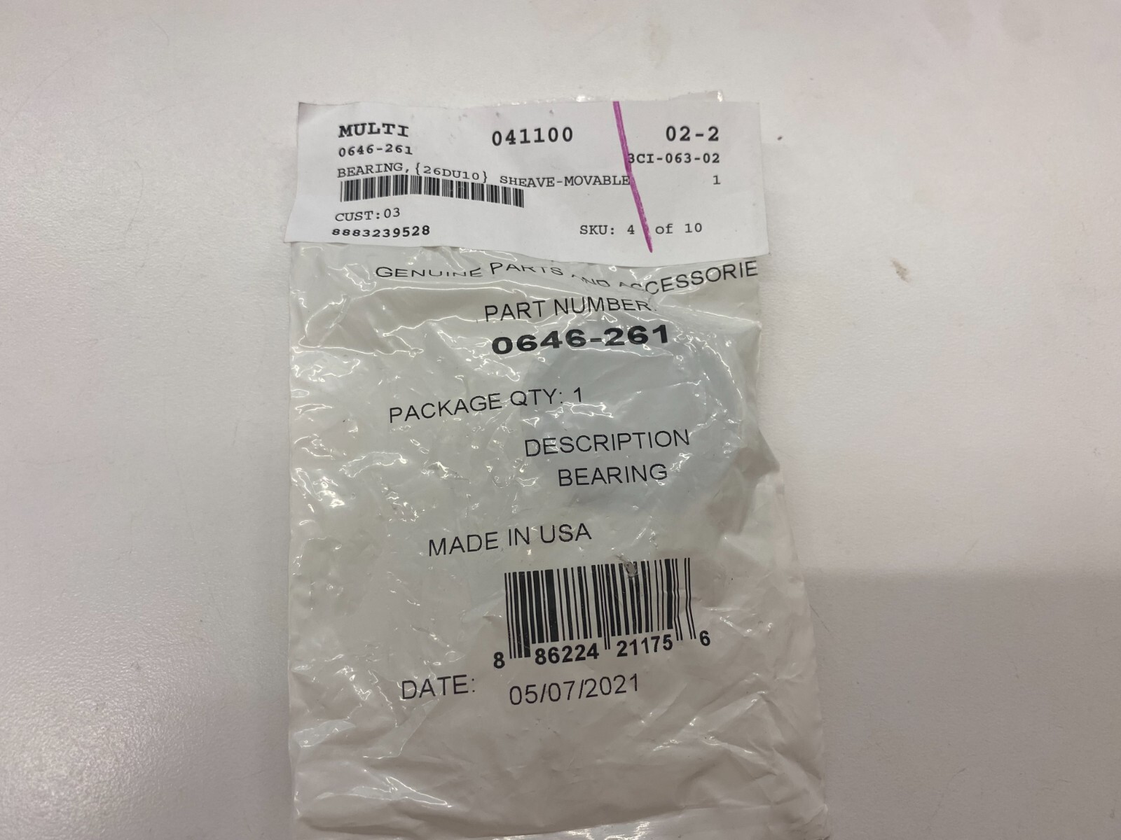 Arctic Cat 0646-261 Bearing 26du10 Sheave-movable Textron Snowmobile ...