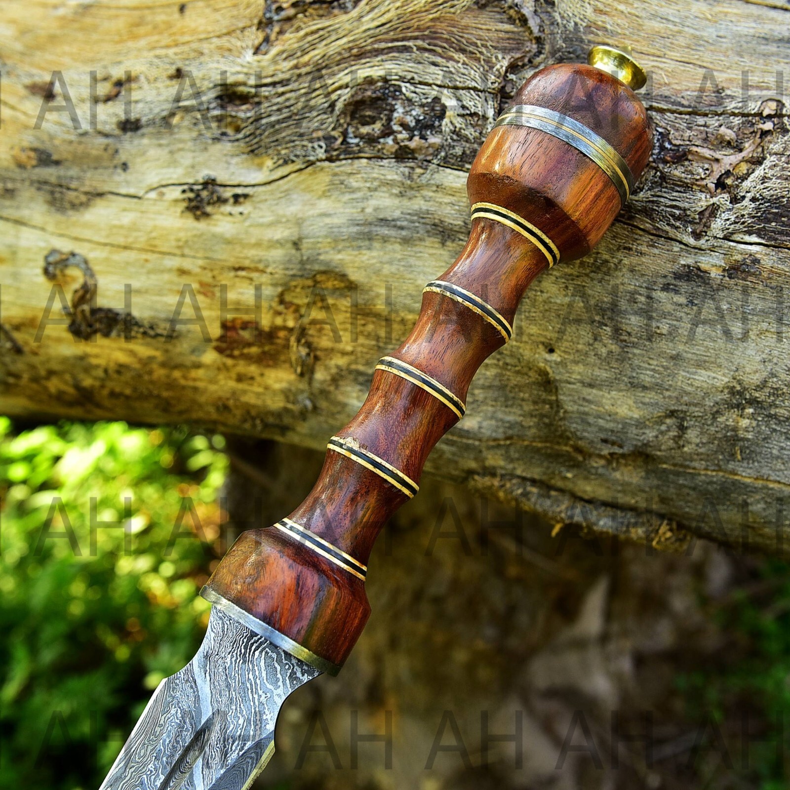 19" HAND FORGED DAMASCUS STEEL GLADIUS SWORD WITH WOOD HANDLE +SHEATH ...
