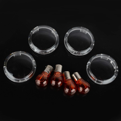 4x Clear Turn Signal Light Lens with Bulbs for Harley Softail Dyna ...