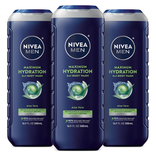 NIVEA Men Maximum Hydration 3 in 1 Body Wash 16.9 Fluid Ounce (Pack of ...