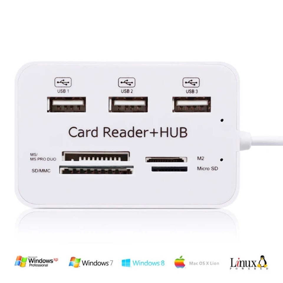Mini Multi-function SD TF M2 MS Card Reader 3-Port USB2.0 Hub Splitter ...