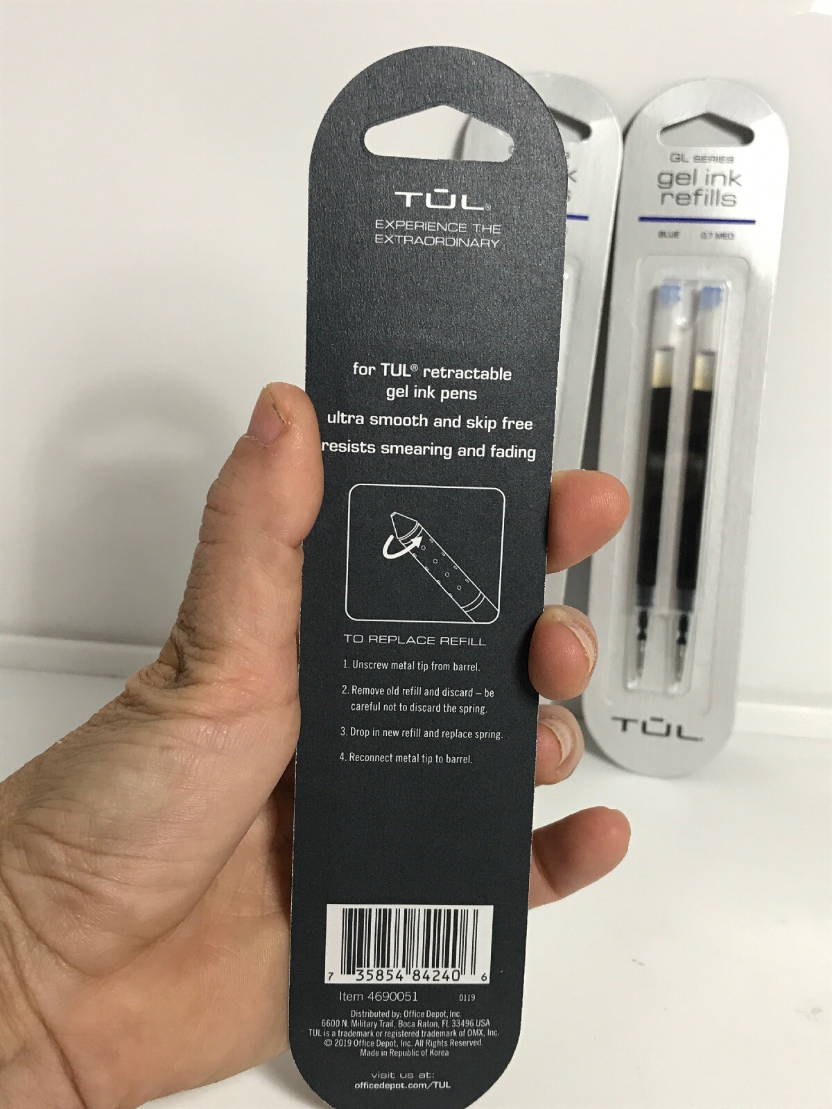 TUL Gel Pen Refills, Medium Point, 0.7 mm, Blue Ink, 3 Pack Of 2 ...