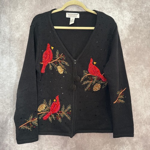 VTG 90s Tiara Internatiomal Christmas Collection Zip Up Cardinal ...
