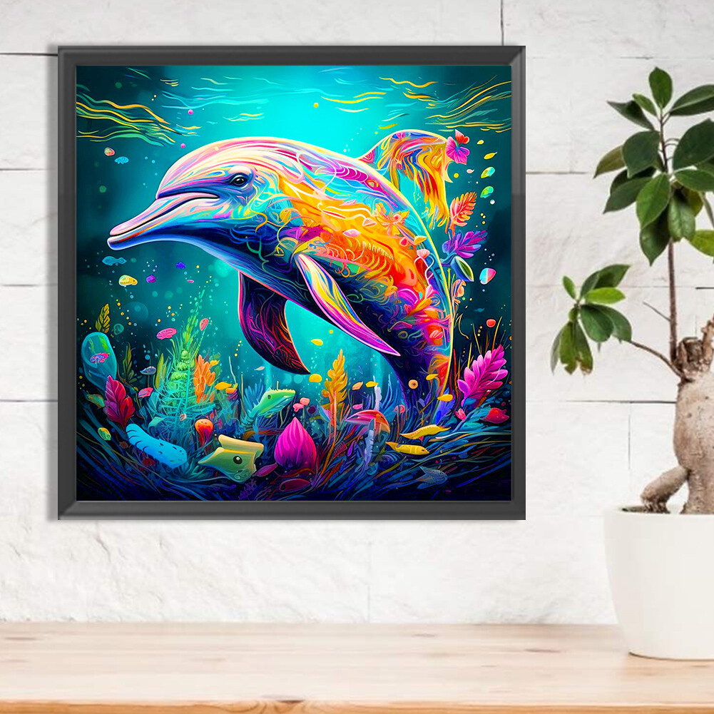 5D DIY Full Round Drill Diamond Painting Dolphin Kit Home Decor Art ...