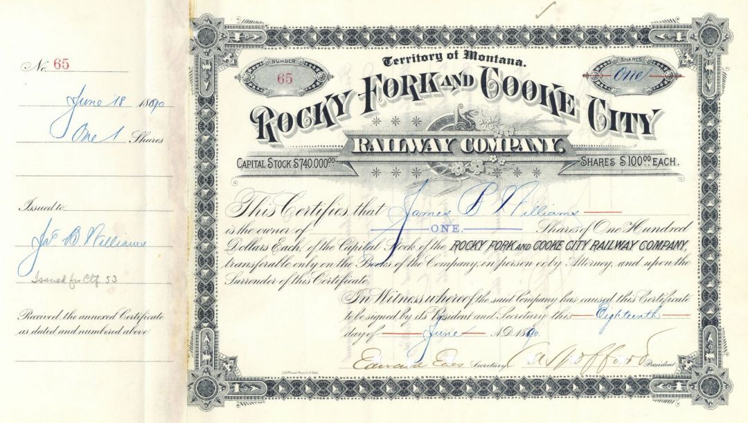 Rocky Fork and Cooke City Railway Co. - Branch Line of the Northern ...