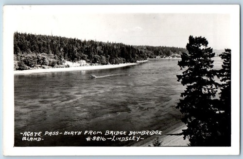 Washington WA Postcard RPPC Photo Agate Pass North From Bridge ...