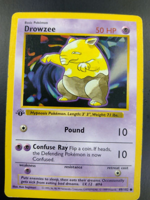 Pokemon Card Drowzee Shadowless 1st Edition Base Set Common 49/102 ...