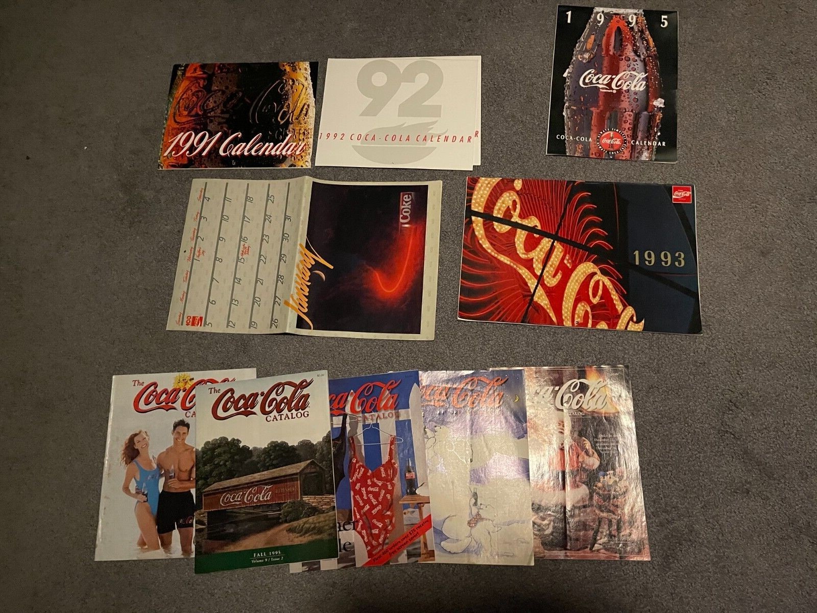 LOT of 5 Original Vintage COKE / COCA COLA Wall Calendar & 5 Catalogs ...