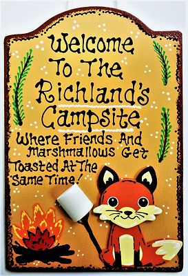 FOX Welcome CAMPSITE Personalize SIGN Camp Camping Camper Cabin Tent ...