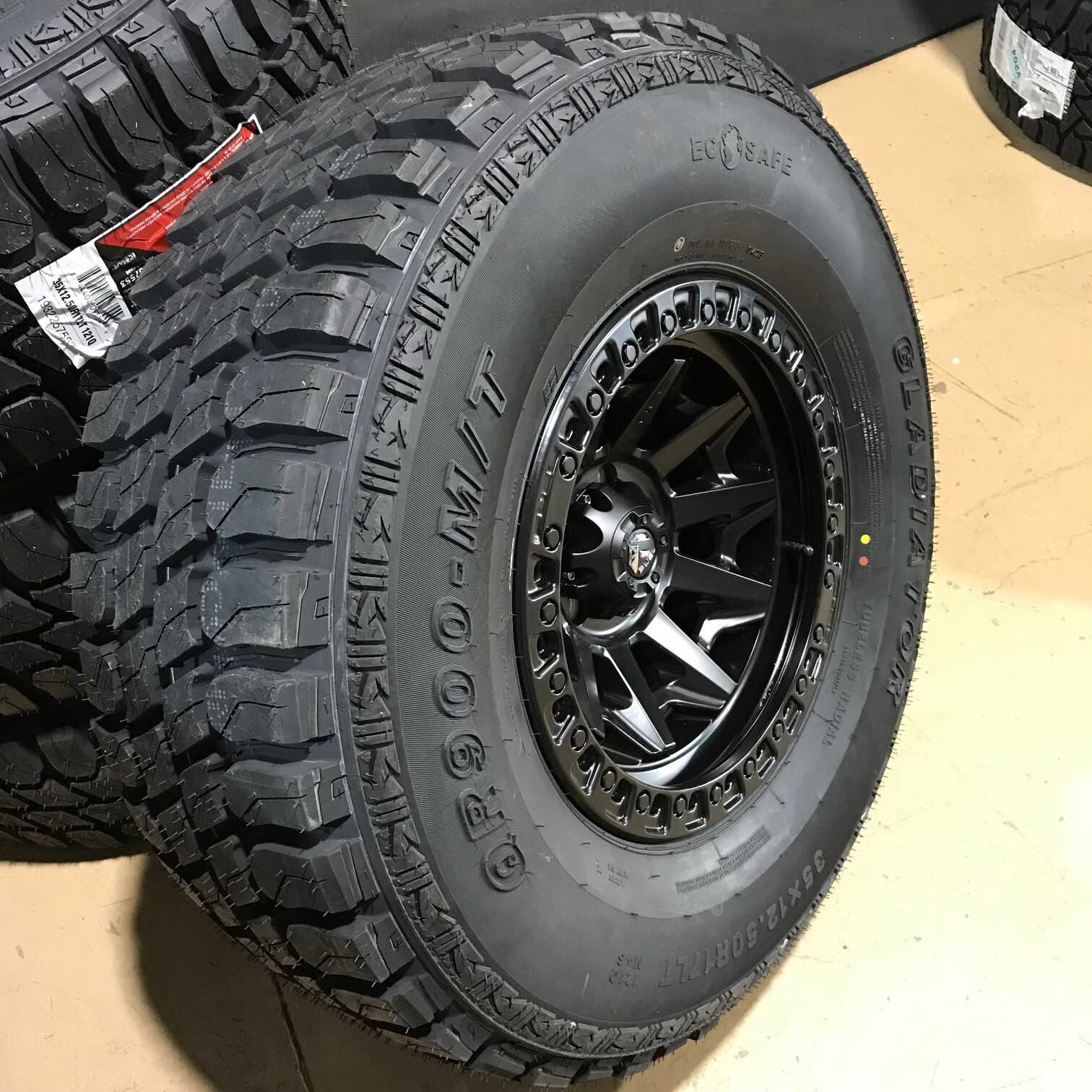 17x9 Fuel D694 Covert Black Wheels 35" Mud MT Tires 8x170 Ford Super ...