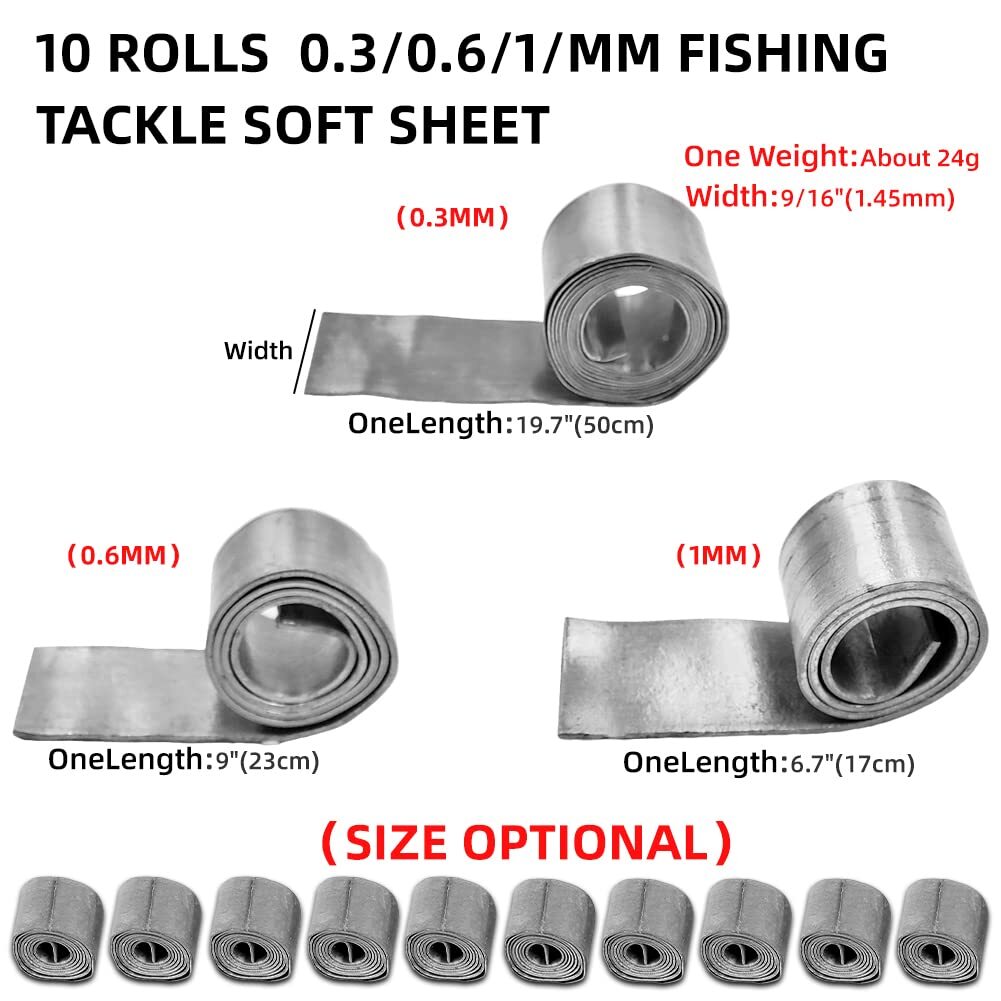 Lead Sheet10 Rolls Fishing Soft Lead Sheet Strip Sinkers Weights Tackle ...