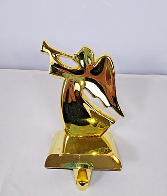 Solid Brass Christmas angel Stocking Holder Mantel Gold Heavy | eBay
