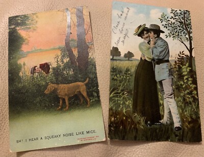 2 Vintage Postcards - Romantic Couples Kissing One Made in Germany, One ...