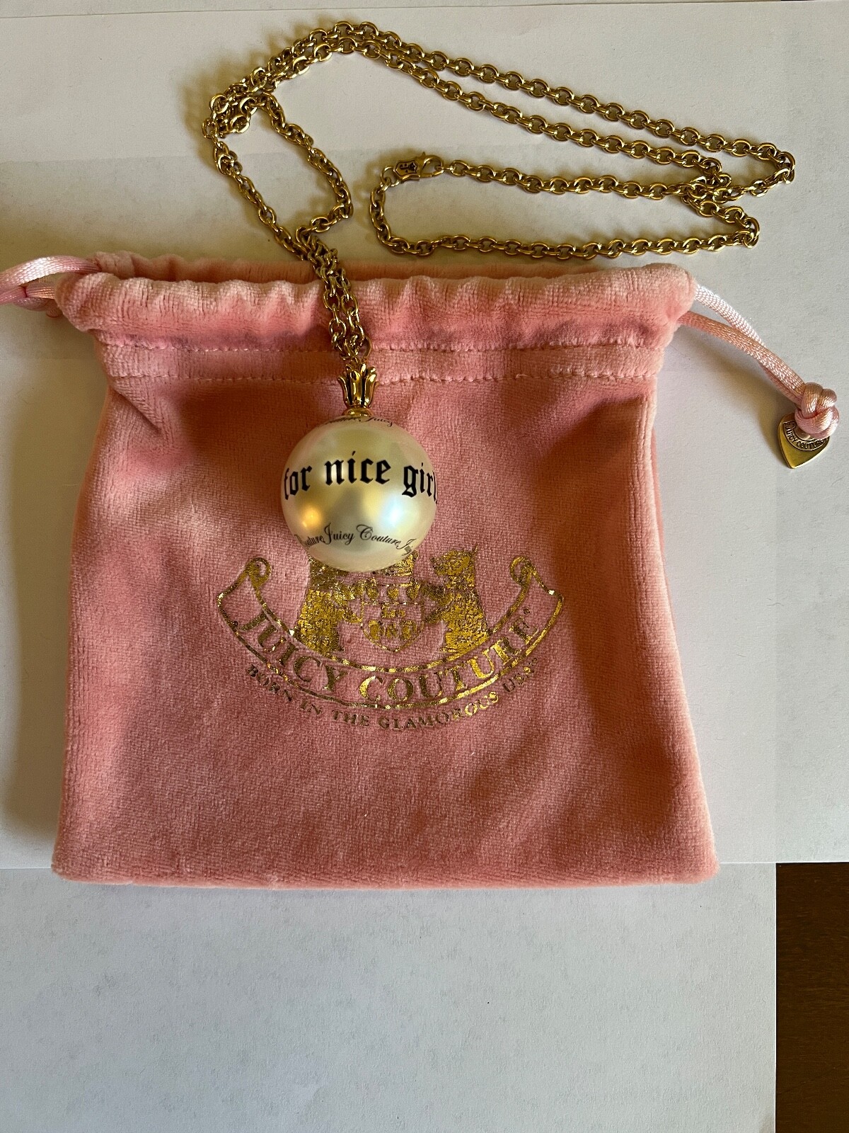 Juicy Couture Rare Y2K Script Pearl Necklace "For Nic… - Gem
