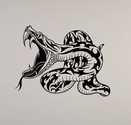 VIPER SNAKE - TRIBAL ART - WALL MURAL DECAL STICKER - COLOR CHOICES ...