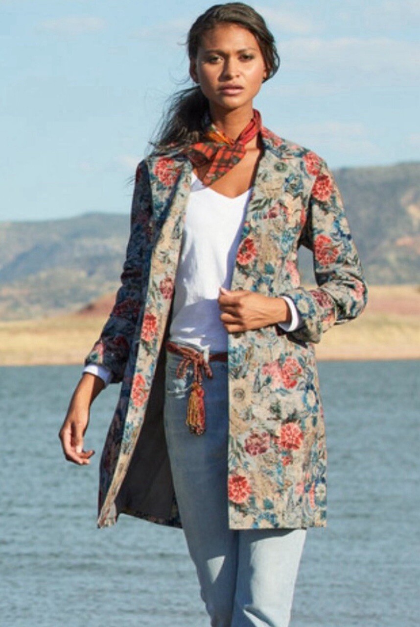Peruvian Connection Logan Velveteen Duster Coat Floral Long Jacket 10 NWT | eBay