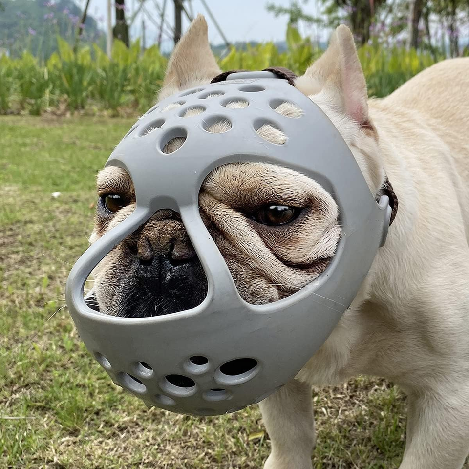 Short Snout Dog Muzzle, Soft Silicone Flat Faced Muzzle for French ...