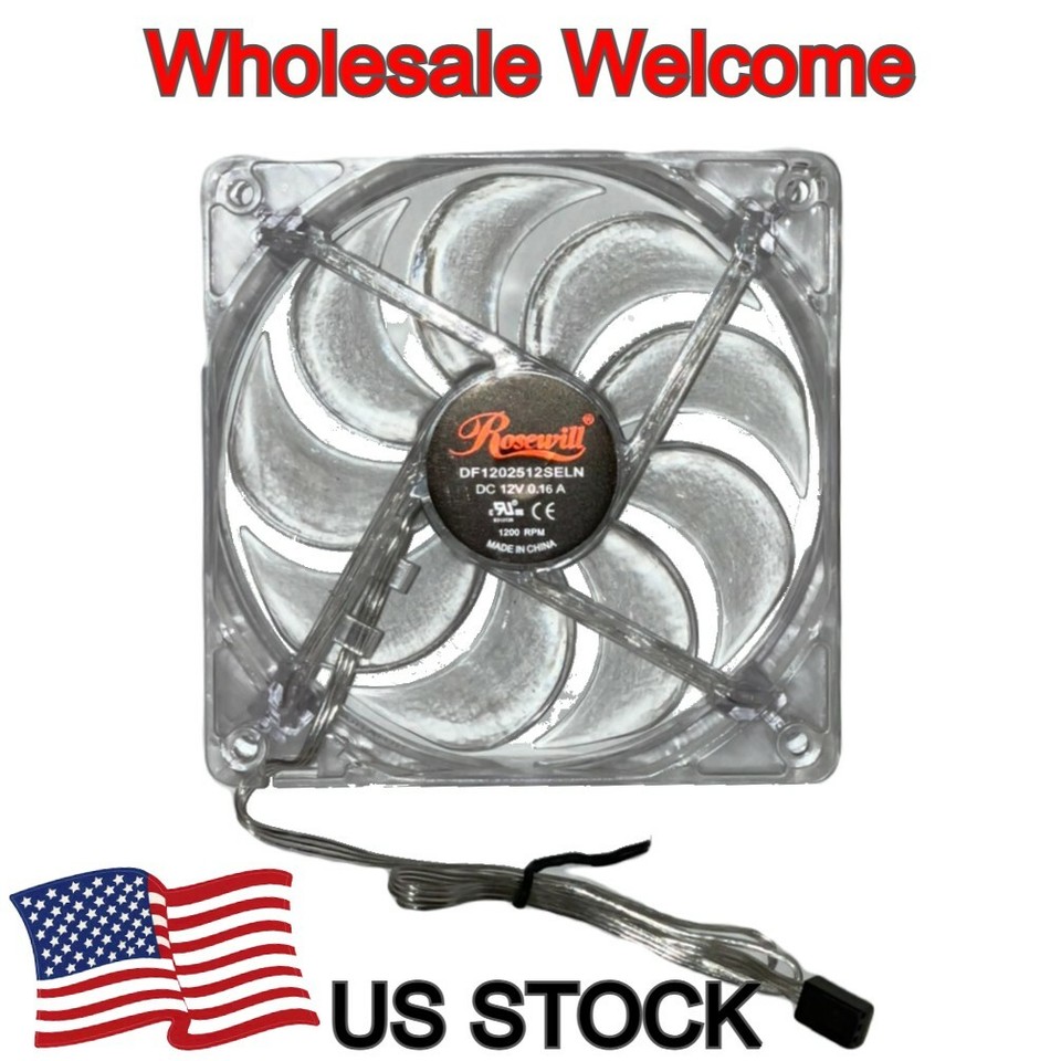Rosewill LED 120mm Quiet PC Computer Case Cooling Fan 3pin 12V 0.16A ...