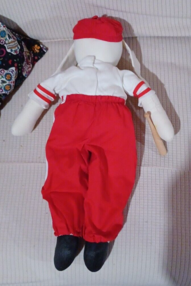 Handmade Stuffed Bunny Rabbit Baseball Player Holding Bat Removable ...