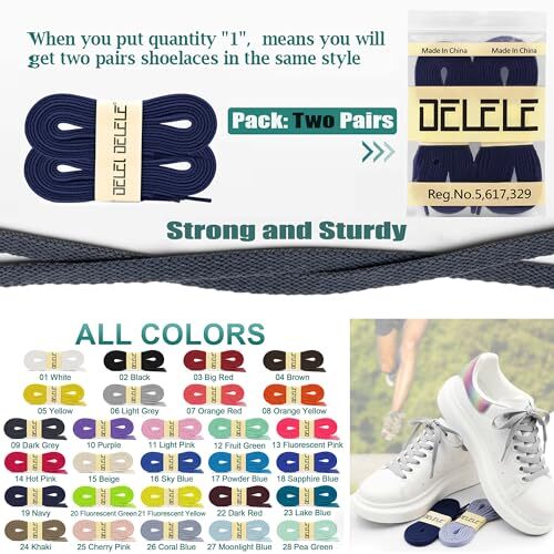 2 Pair Flat Shoe laces 5/16" Wide Shoelaces for 47 inch (120CM) 15 ...