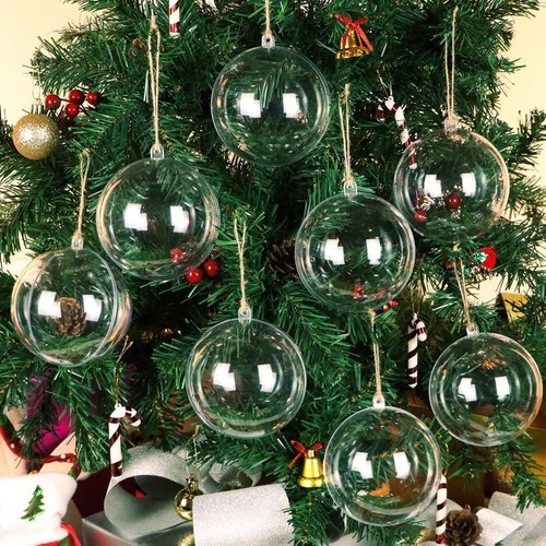 20-200 Clear Plastic Christmas Balls Baubles Sphere Fillable Xmas Tree ...