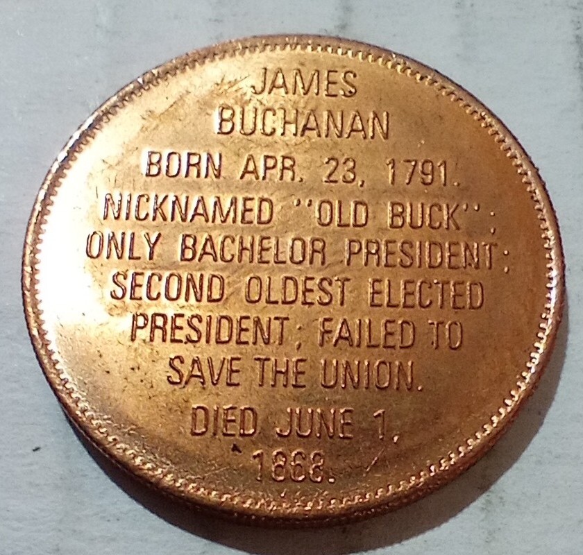 James Buchanan 15th President Of The United States of America Token ...