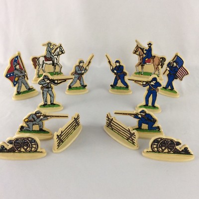 14 Piece American Civil War Wooden Figure Set Union Confederate ...