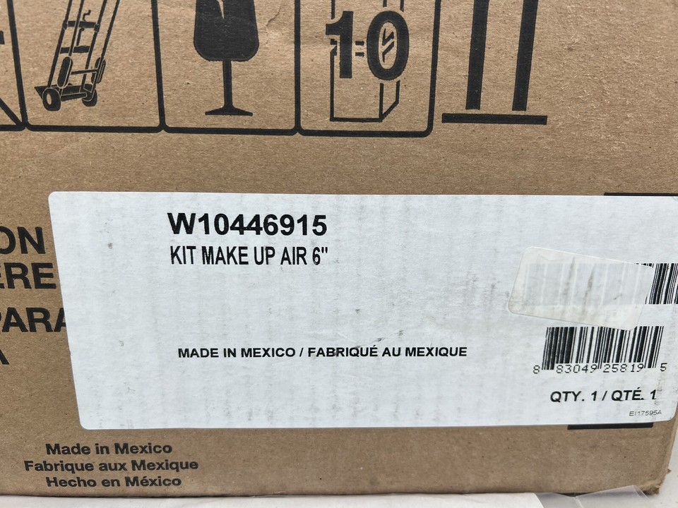 NEW Whirlpool W10446915 Range Hood Make Up Air Kit 6 inch Round Duct ...