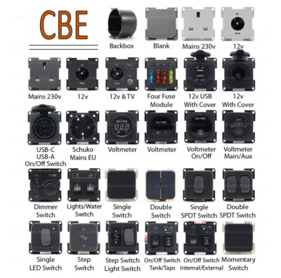 CBE Mains & USB Sockets Switches Accessories - Motorhome Camper Boat ...