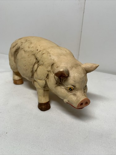 VINTAGE UCTCI JAPAN PORCELAIN 8" PIG PIGLET HOG FIGURE AMAZING DETAIL ...