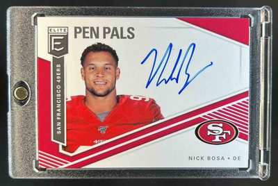 2019 Panini Donruss Elite Nick Bosa Pen Pals Blue Ink Rookie RC Auto # ...