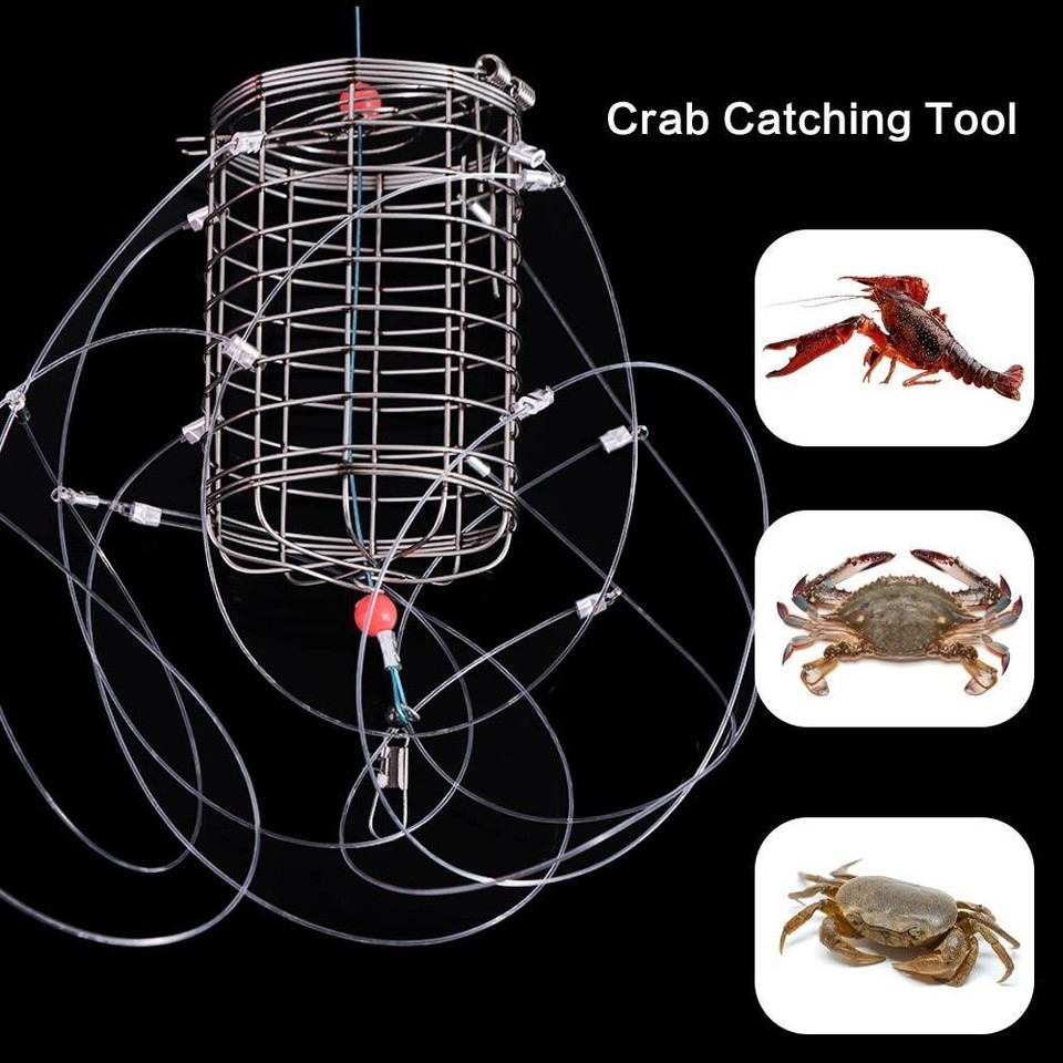 1pc Crab Trap Steel Wire Bait Cage Catching Tool Lure Trap Crab Lobster ...