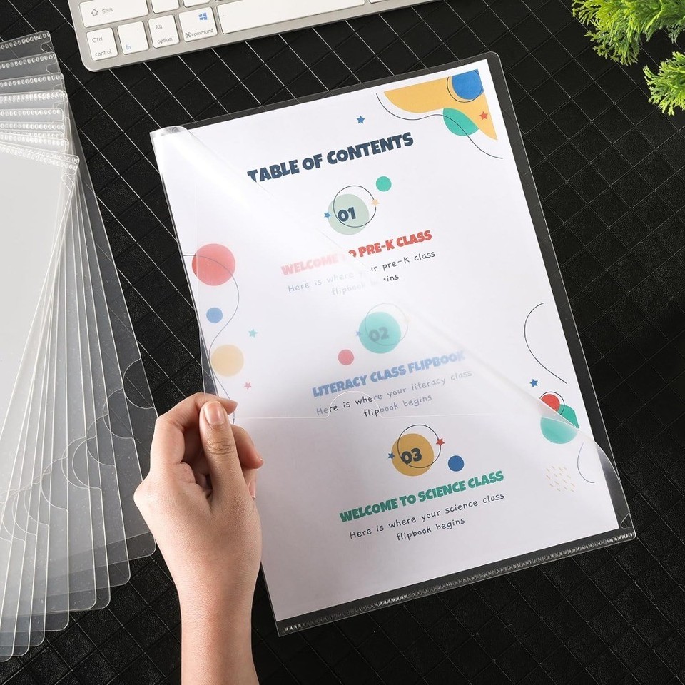 Clear File Folders 12 Pack A4 Letter Size Plastic Document Sleeves L ...