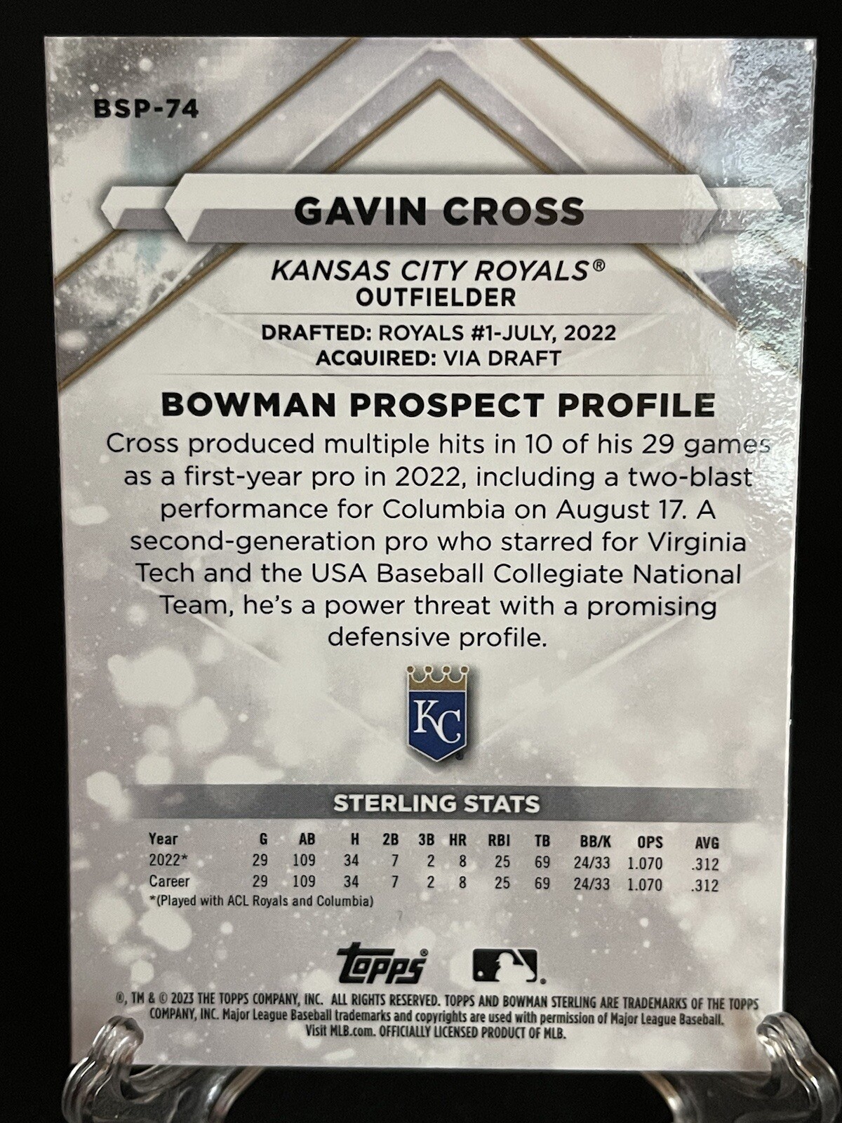 2023 Bowman Sterling - Prospects #BSP-74 Gavin Cross, Gavin Cross (RC ...