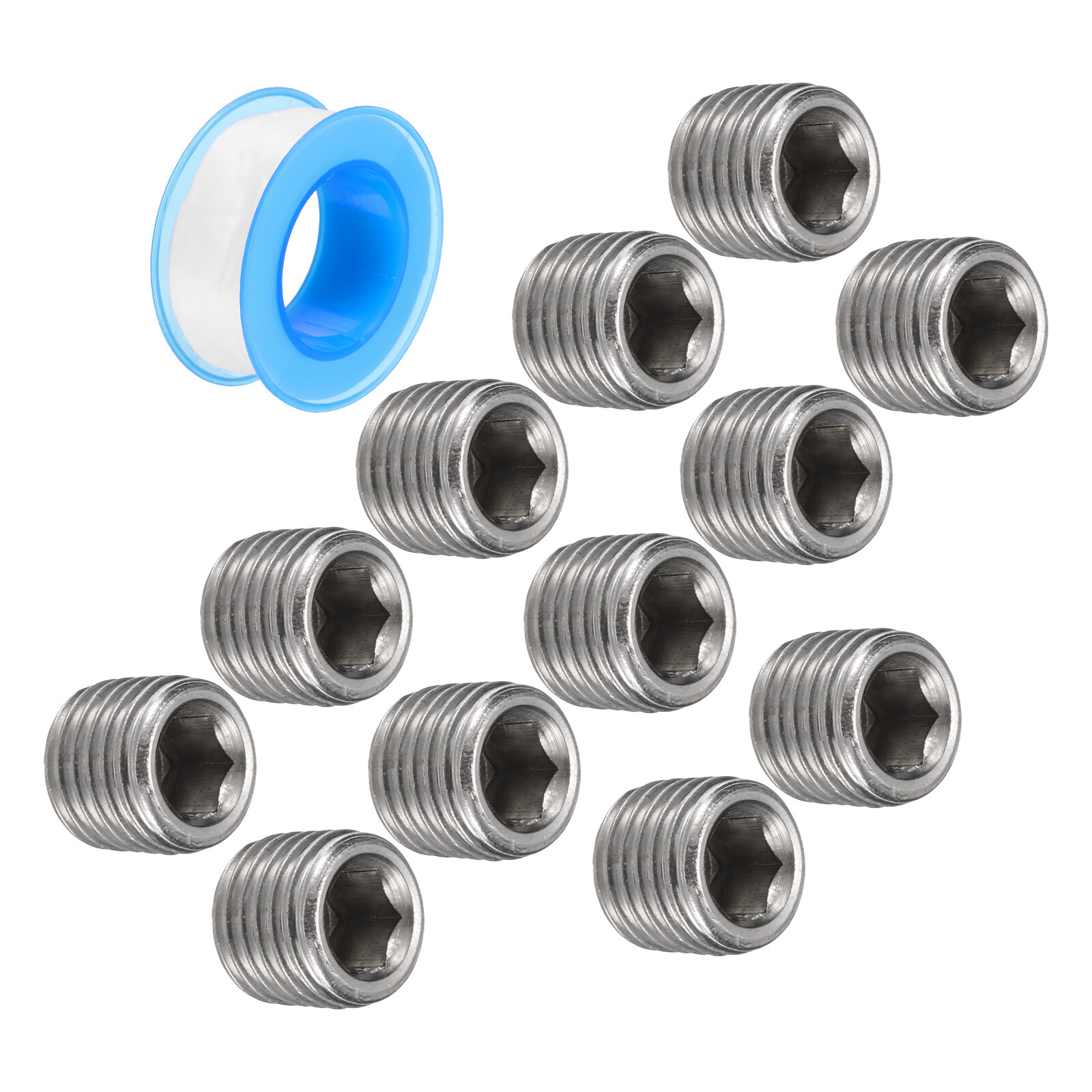 1/16"PT Internal Hex Thread Socket Pipe Plug Stainless with PTFE Tape ...