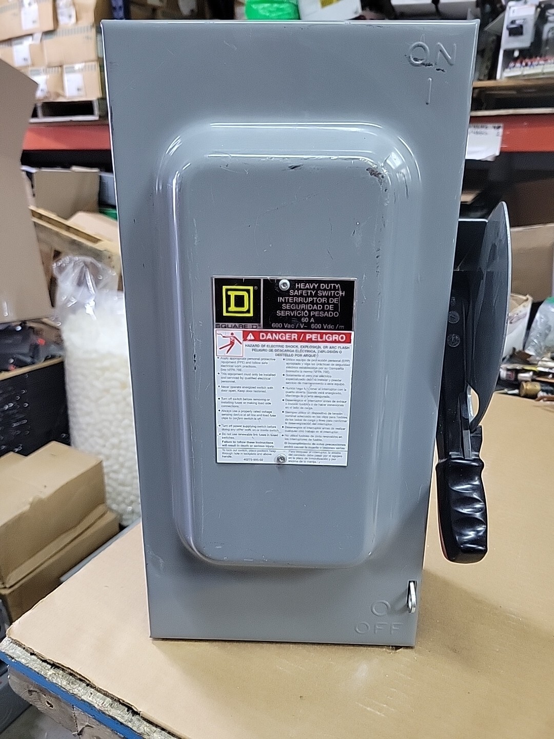 Square D HU362 Safety Disconnect Switch Non-Fusible 60A 600V 3 Pole ...