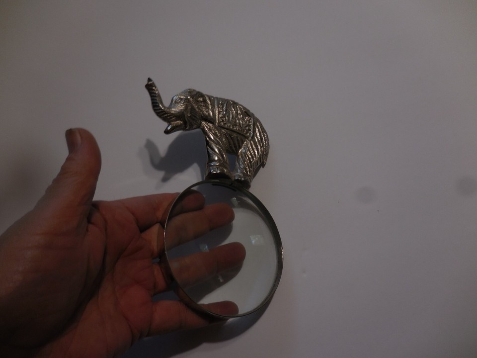 Vintage Desk Magnifying Glass Silver Elephant 71/4" Tall X 4" Diameter ...